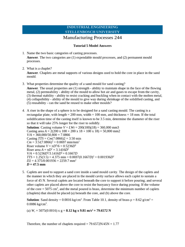 Tut 5 Model Answers Updated | PDF | Mechanical Engineering | Applied ...