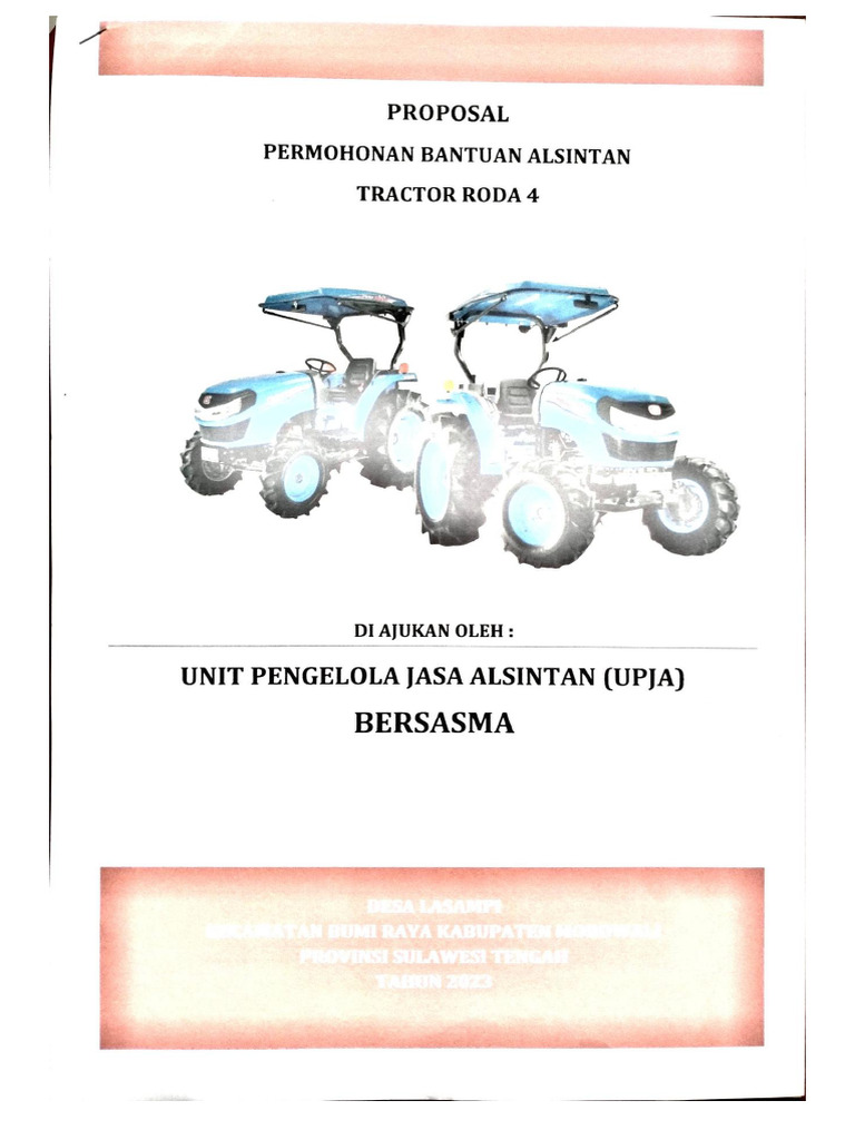 Proposal Traktor Roda 4 UPJA Bersama Desa Lasampi 2023 | PDF