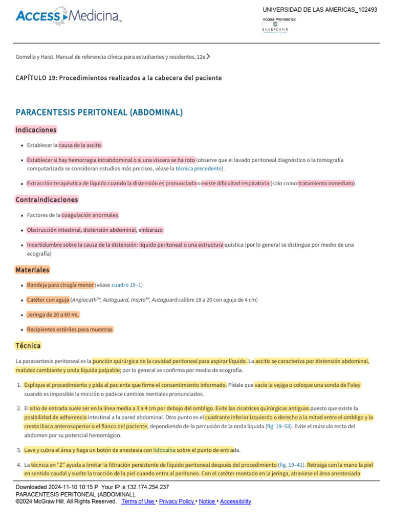 Paracentesis Peritoneal (Abdominal) | PDF | Peritoneo | Abdomen
