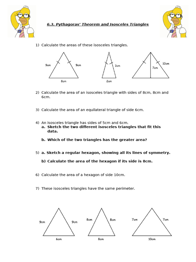6.3 Pythagoras' Theorem and Isosceles Triangles | PDF