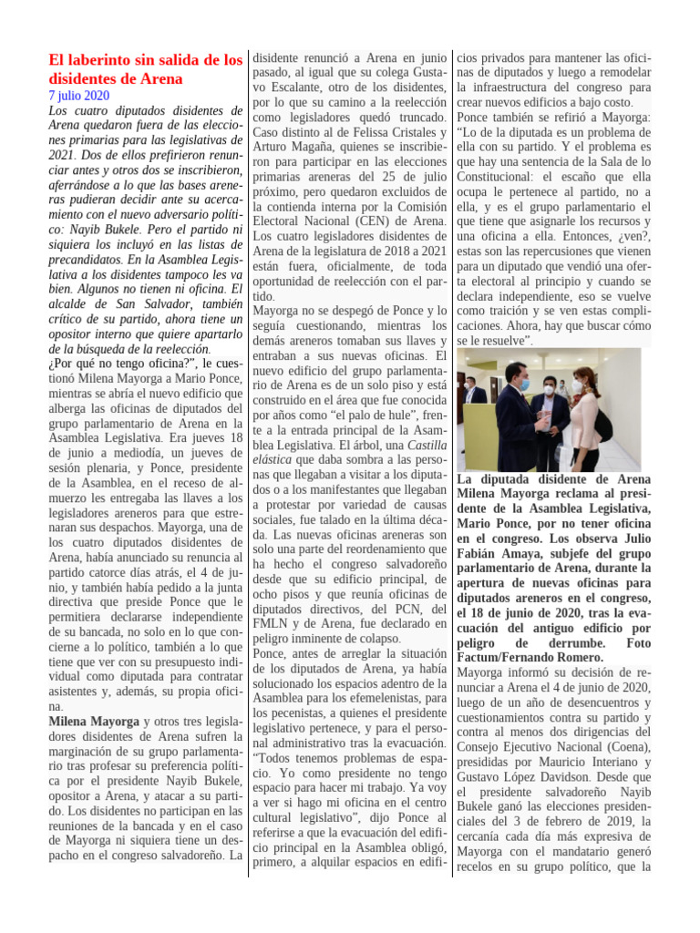 El Laberinto Sin Salida Disidentes Arena 01 | PDF | El Salvador | Gobierno