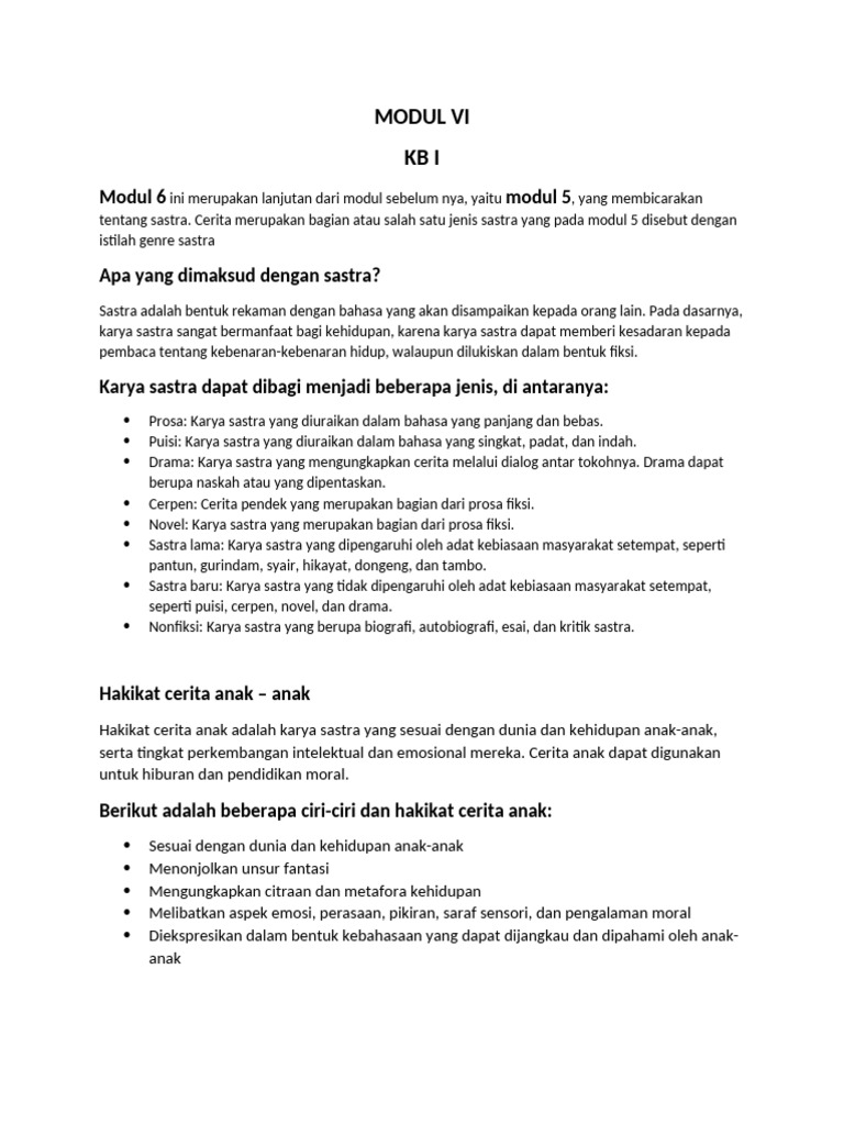 MODUL VI Bahasa Dan Sastra | PDF | Ilmu Sosial | Sains & Matematika