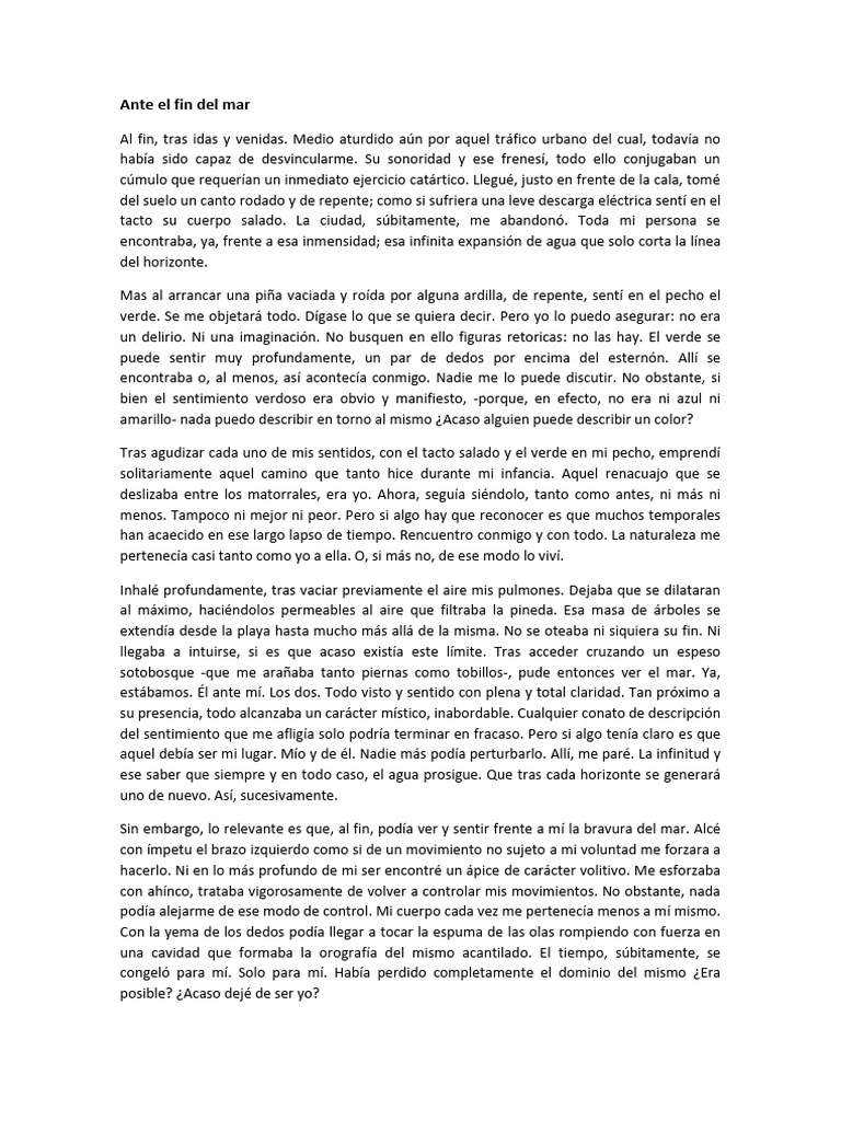 Ante El Fin Del Mar | PDF