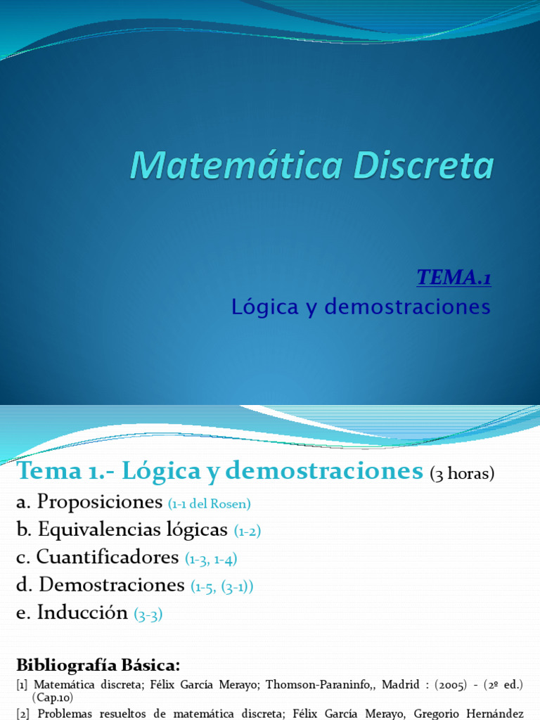 Guia - Tema1 - Lógica y Demostraciones - 24-25 | PDF | Proposición | Teorema