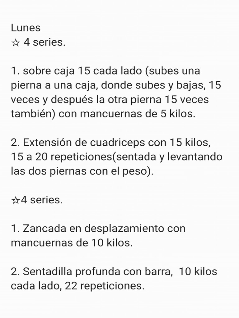 Rutina Lunes | PDF