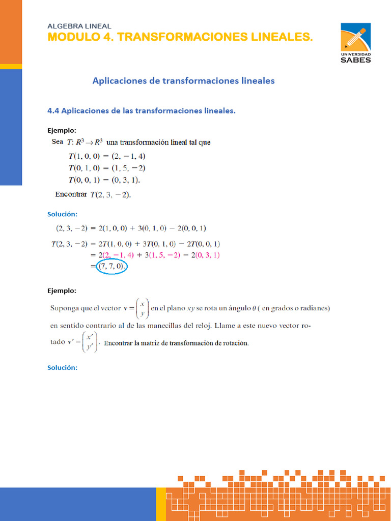 Lectura - Semana12 - (Aplicaciones de Transformaciones Lineales) | PDF