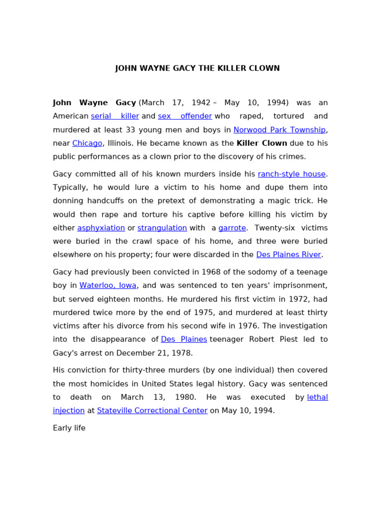 John Wayne Gacy | PDF | Mystery, Thriller & Crime Fiction