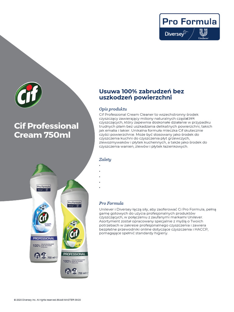 Cif Professional Cream - Ulotka | PDF