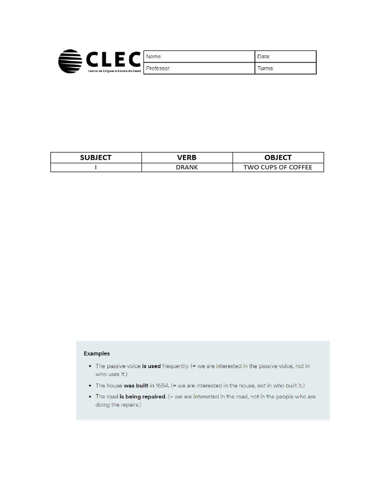 The Passive Voice | PDF | Verb | Syntax