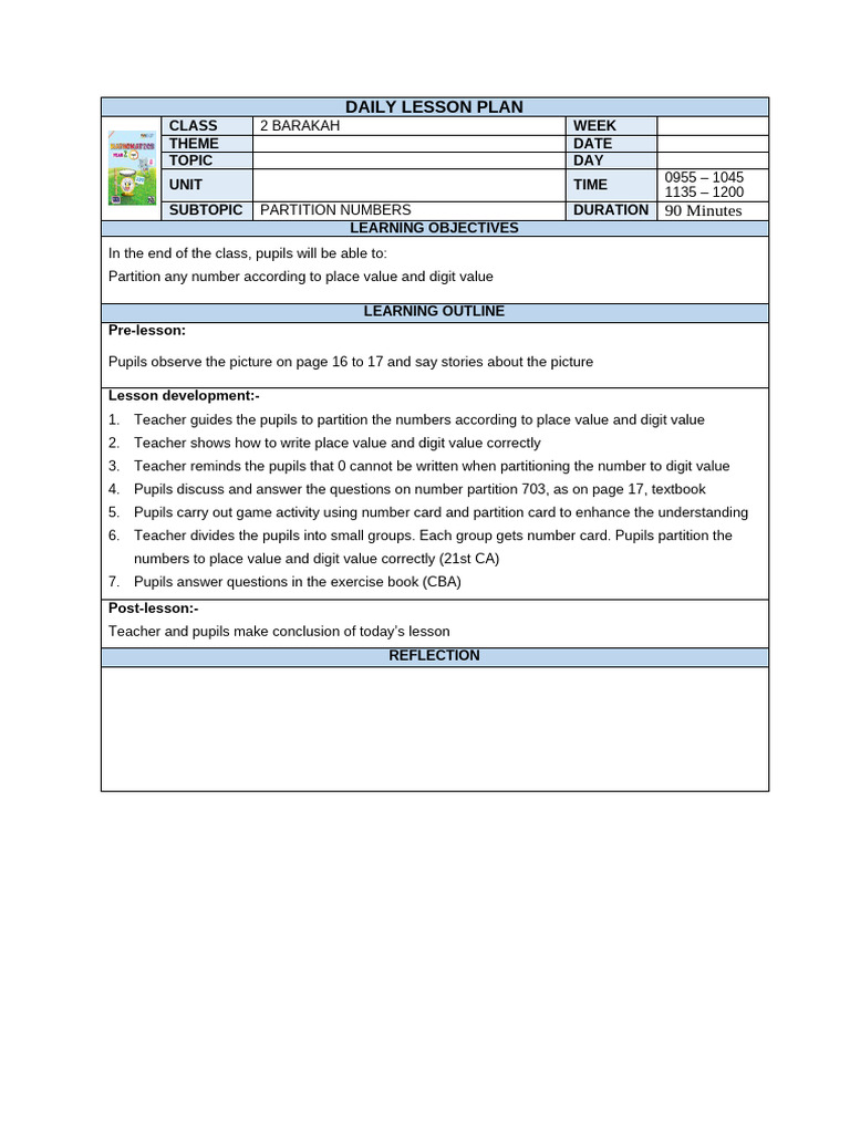 Daily Lesson Plan: Class Week Theme Date Topic DAY Unit Time Subtopic ...