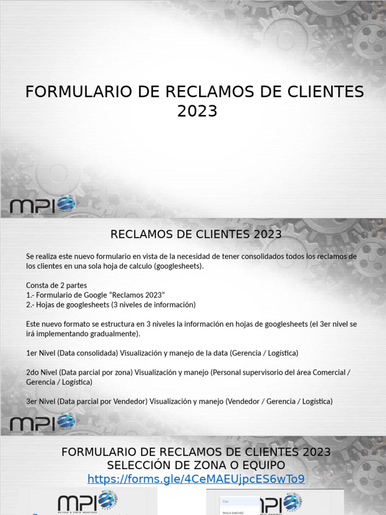 Presentación Formulario de Reclamos 2023 | PDF | Finanzas y dinero