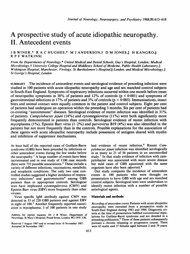 A Prospective Study of Acute Idiopathic Neuropathy | PDF | Antibody ...