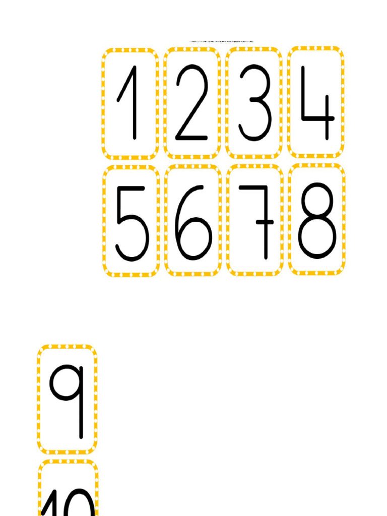 Tarjetas Numeros Del 1 Al 10 | PDF