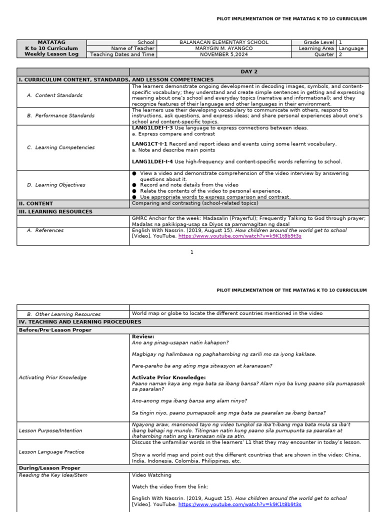 LE Q2W6 Language Redeveloped D2 | PDF | Vocabulary | Curriculum