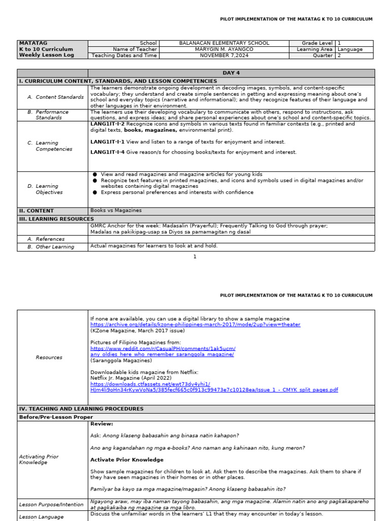 LE Q2W6 Language Redeveloped d4 | PDF | Curriculum | Learning