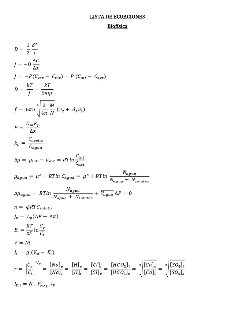 Ecuaciones Módulos II y IV BBM II | PDF