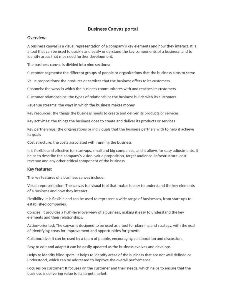 Business Canvas Portal | PDF | Business Economics | Business