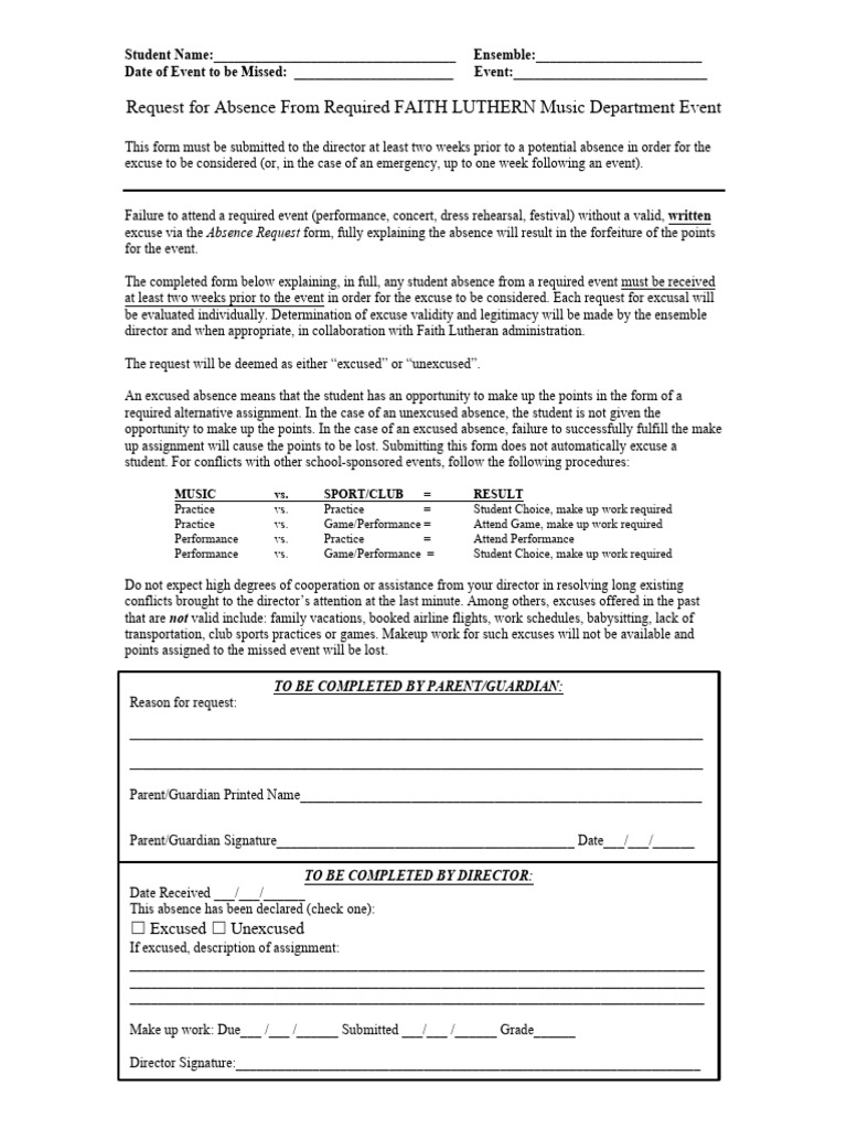 Absence Form Blank | PDF | Career & Growth