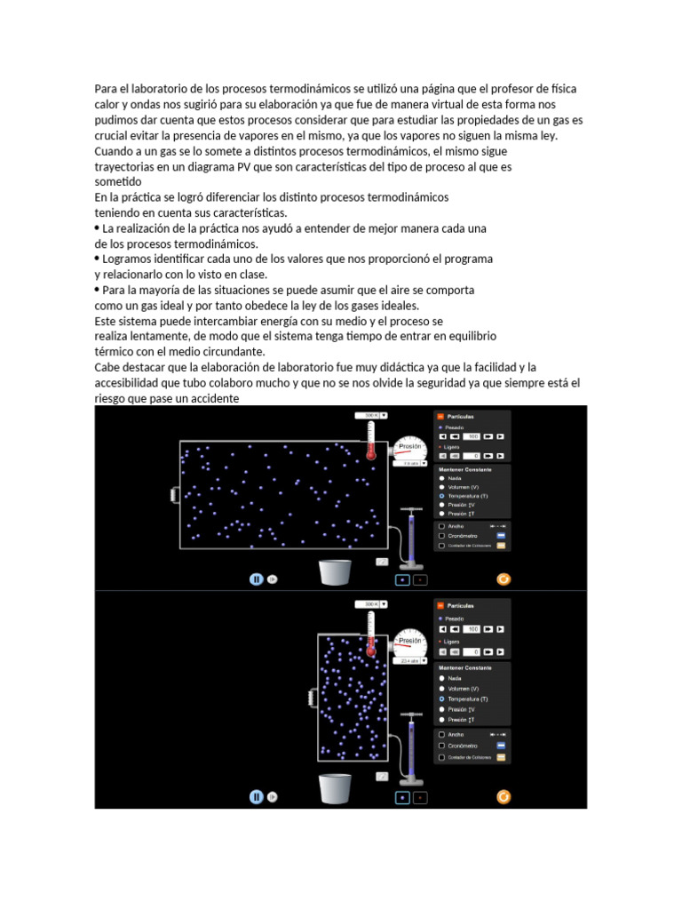 Procesos Termodinámicos en Laboratorio | PDF