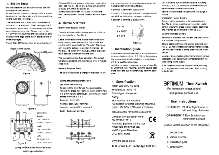 Immersion Heater Timer Setup Guide | PDF | Switch | Timer