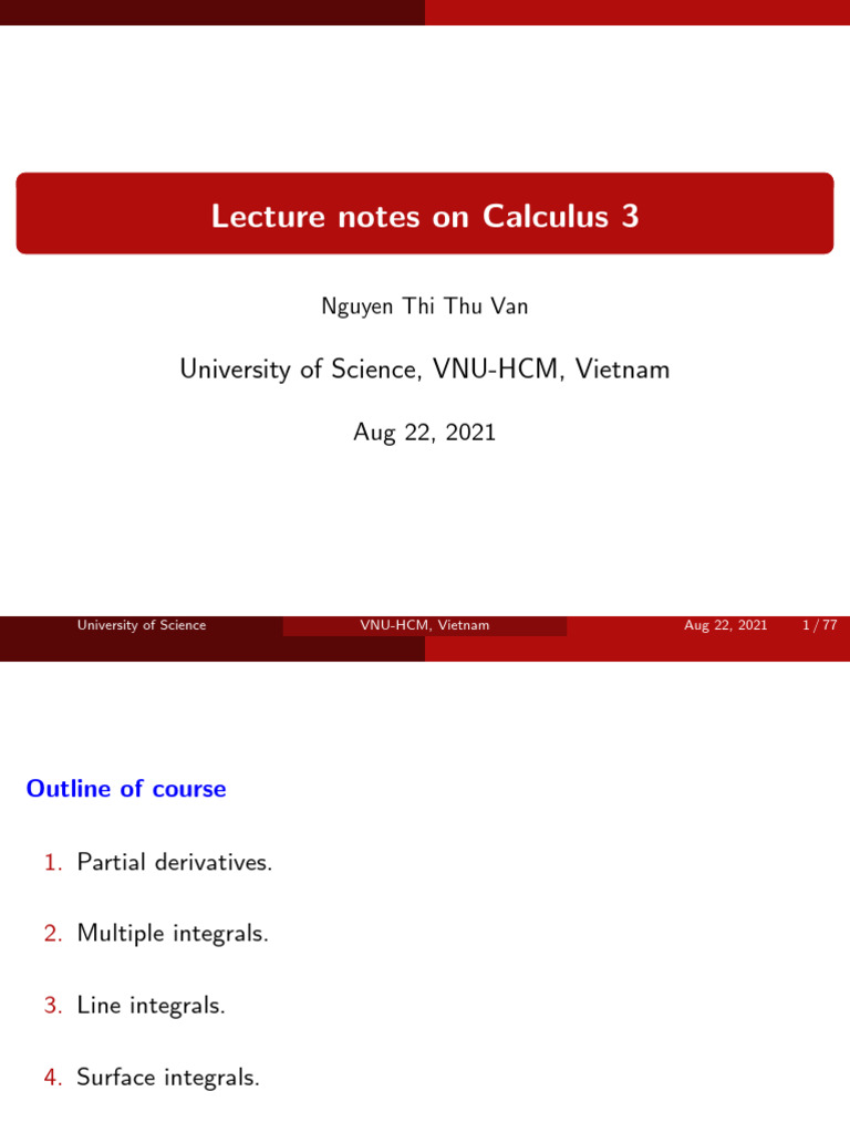 Calculus 3 Lecture Notes: Partial Derivatives | PDF | Derivative ...