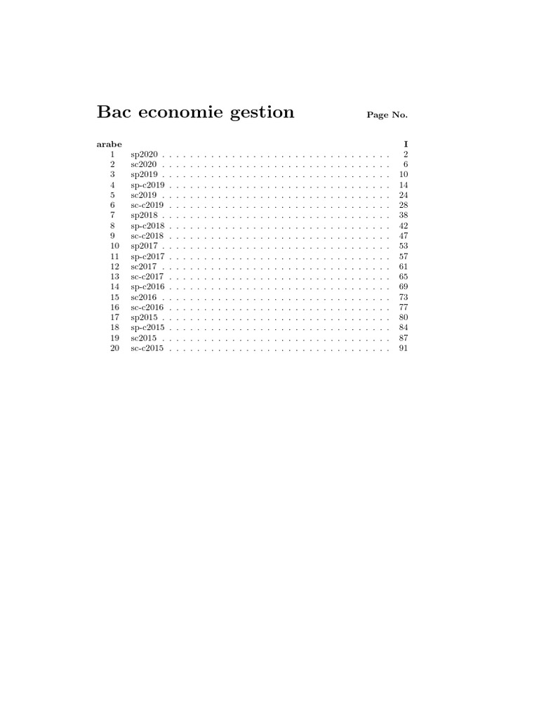 Bac Economie Gestion Arabe 2021 2015 | PDF