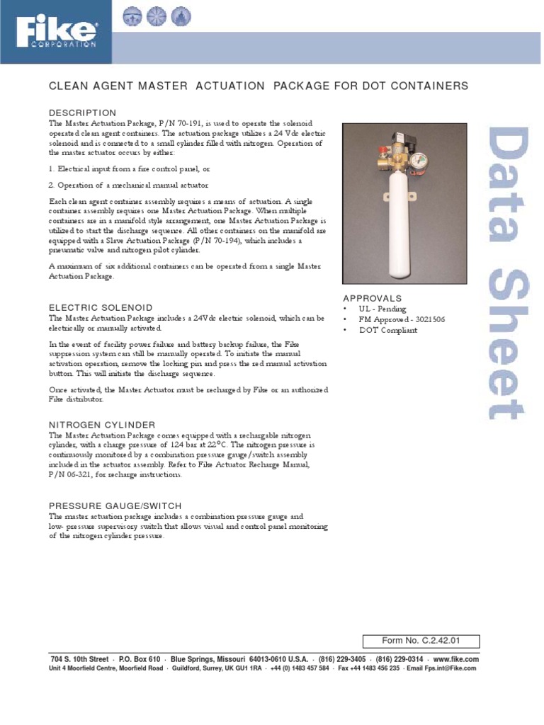 Master Actuation Pack-Fike | PDF | Actuator | Switch