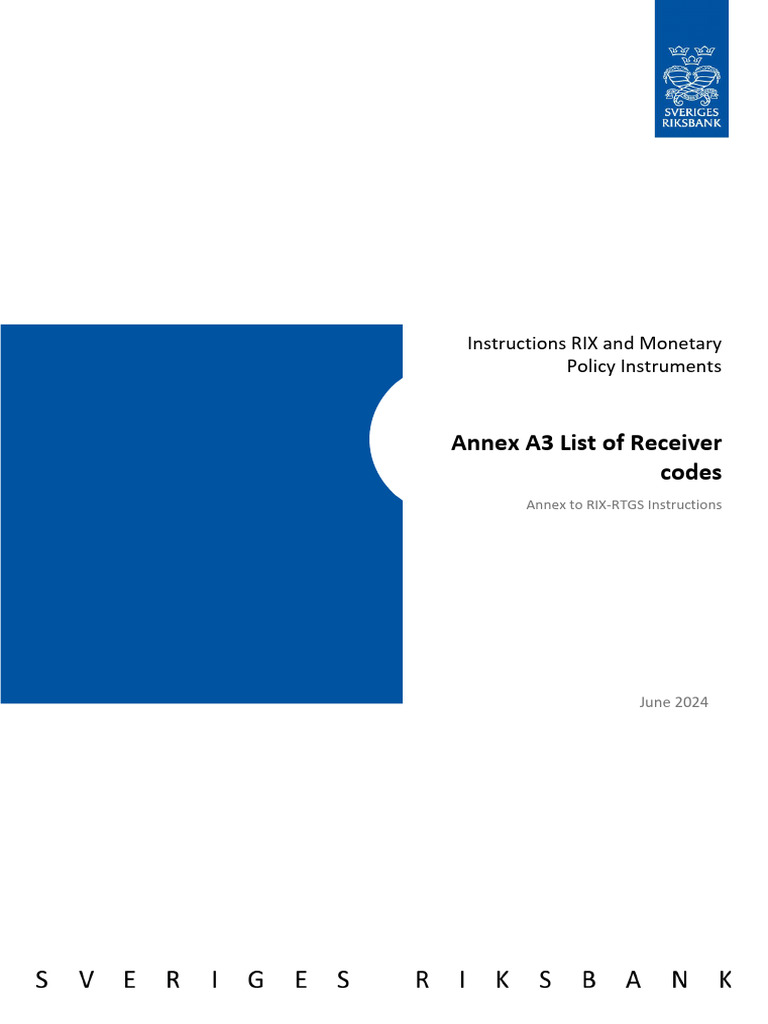 Annex A3 List of Receiver Codes | PDF | Financial Services | Monetary Economics