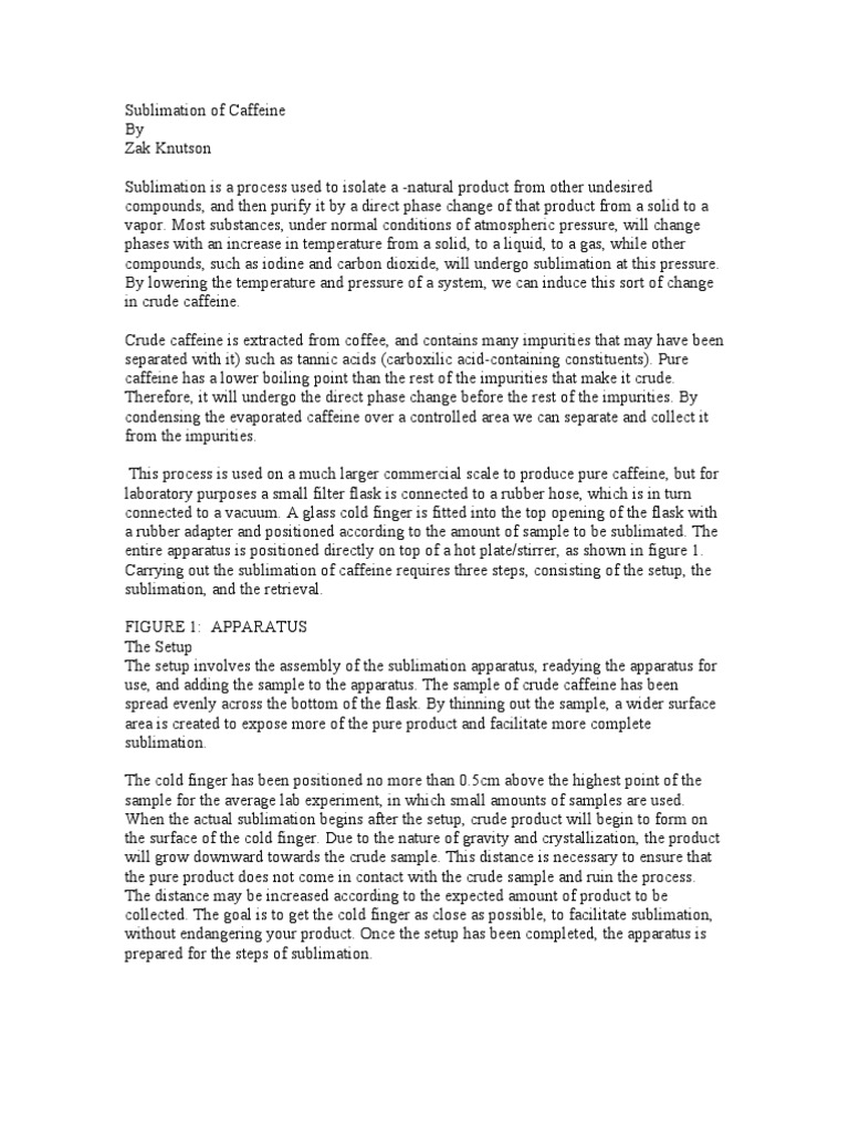 Sublimation Process for Pure Caffeine | PDF | Phase (Matter ...
