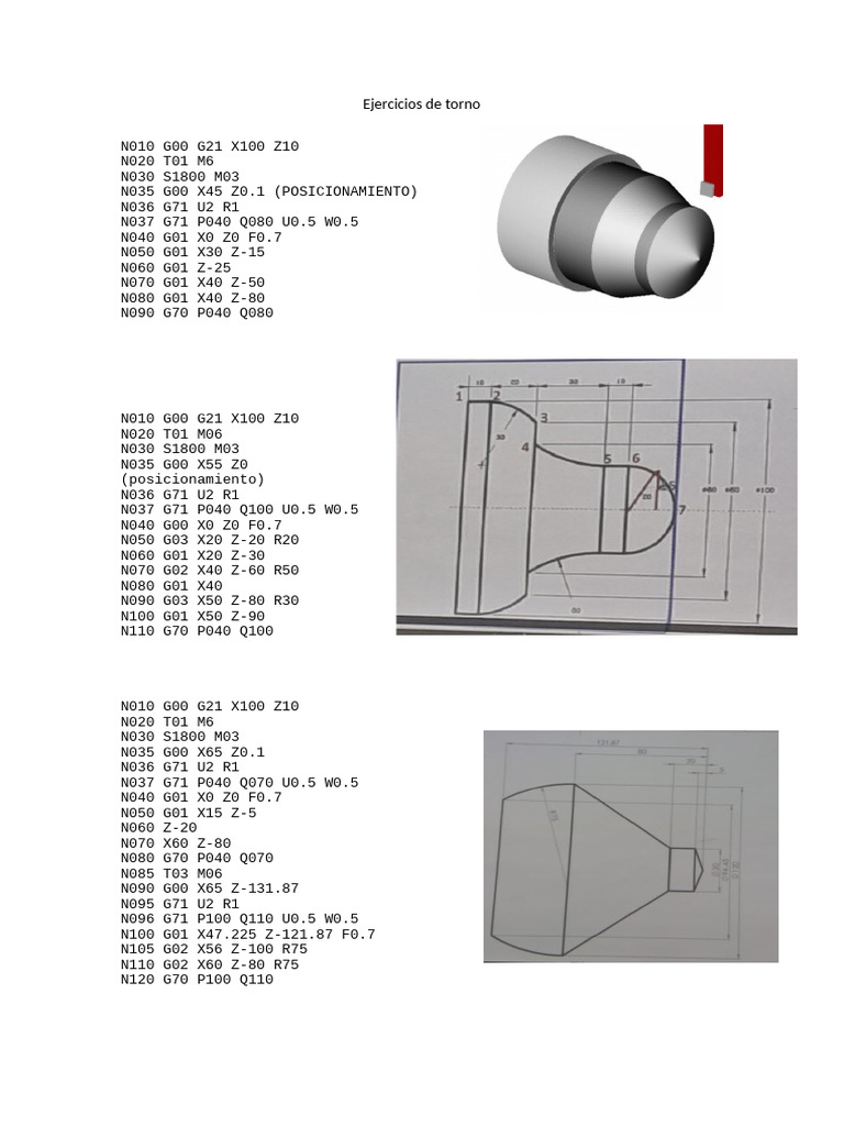 Ejercicios de Torno | PDF