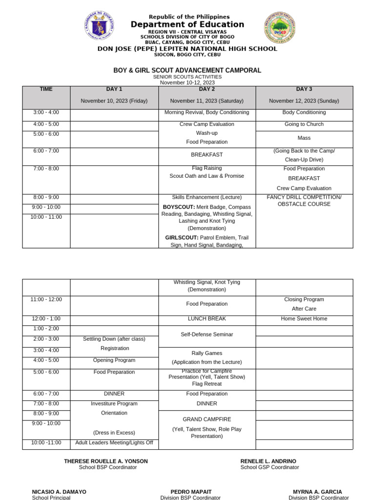 BSP-Matrix-2023(1) | PDF | Scouting | Youth Organizations