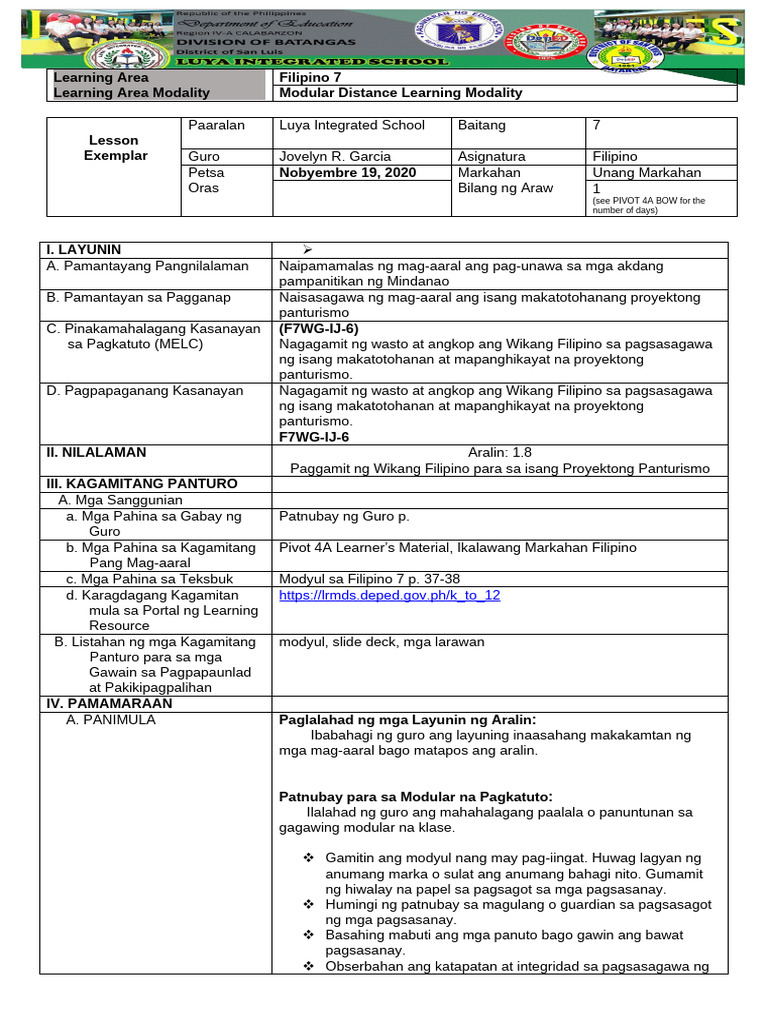 Jovy 1st Plan Observation g7 | PDF