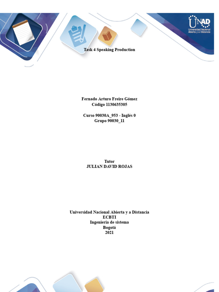 Task 4 - Speaking Production. Fernando Freire | PDF | Tecnología