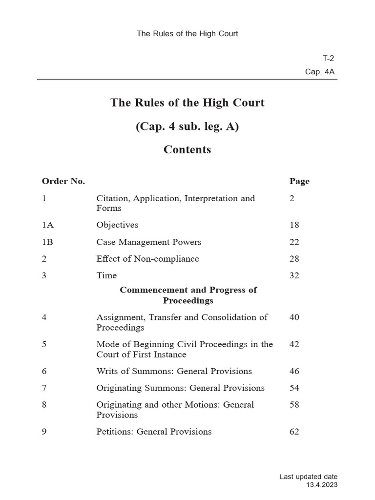 4A Rules of High Court | PDF | Summons | Judgment (Law)
