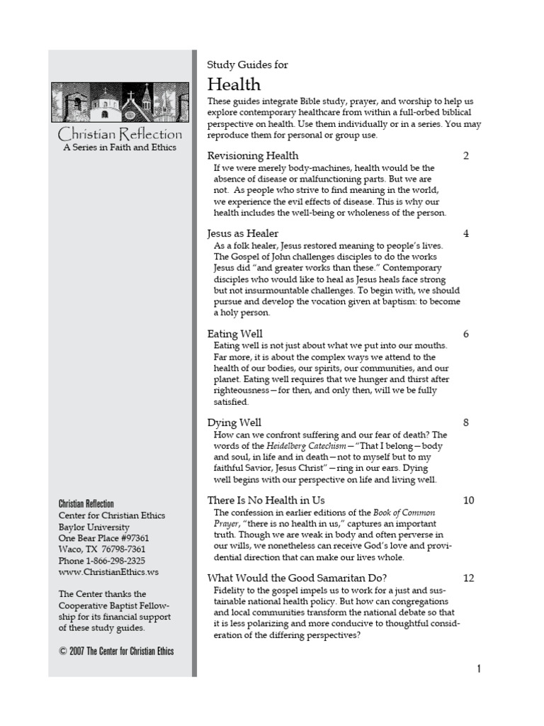Biblical Perspectives on Health Study Guides | PDF | Faith Healing | Jesus