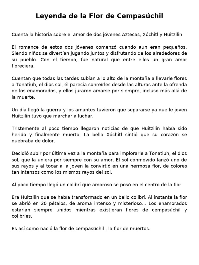 Leyenda de La Flor de Cempasúchil | PDF