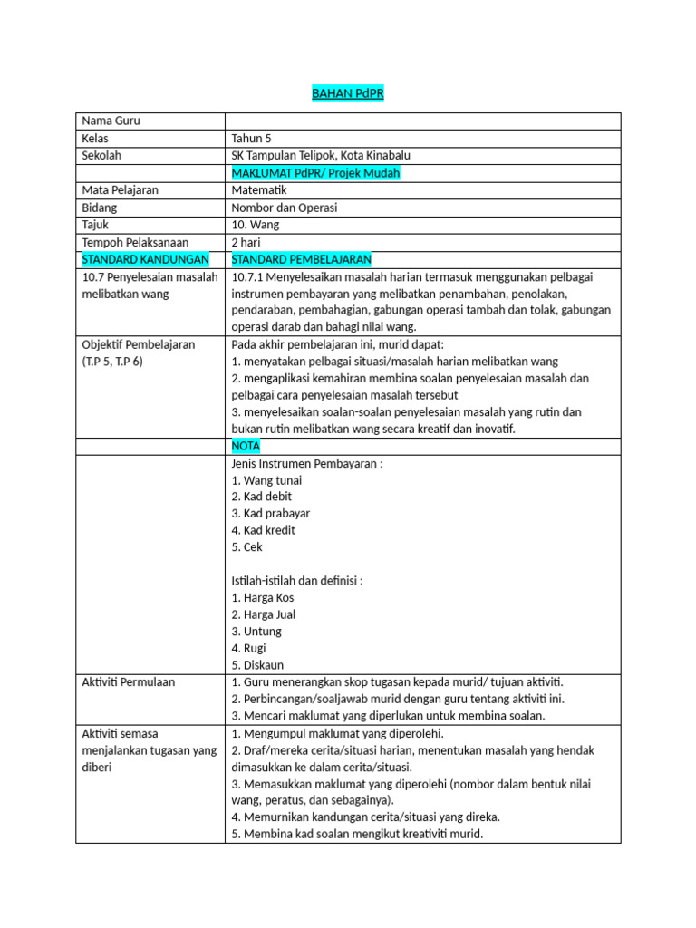 Bahan PD PR | PDF