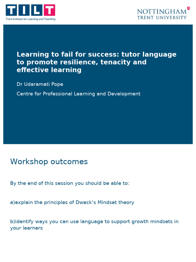 Learning To Fail For Success: Tutor Language To Promote Resilience ...