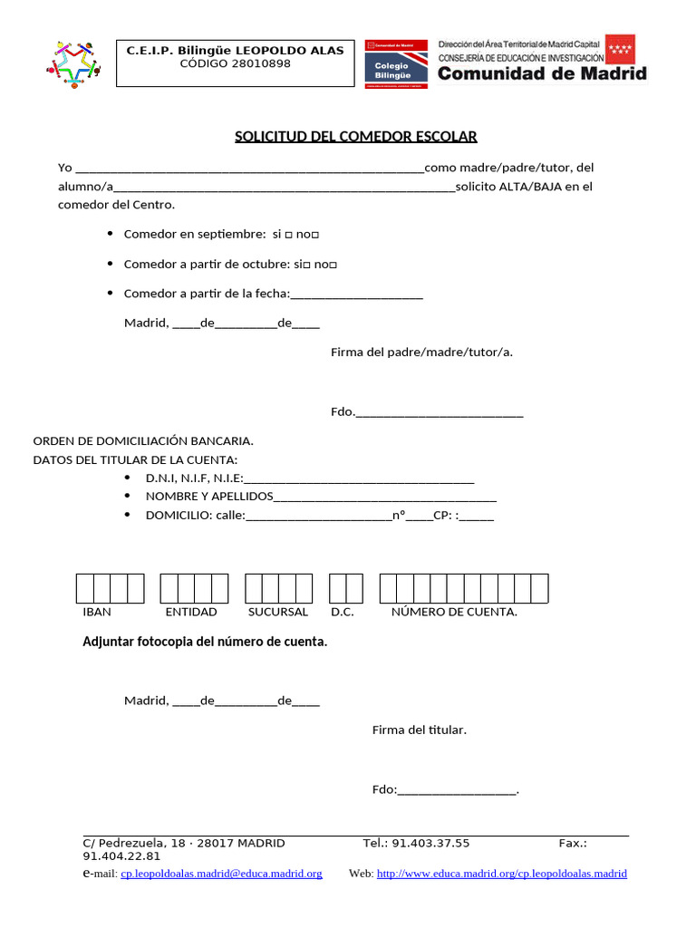 Solicitud Comedor | PDF