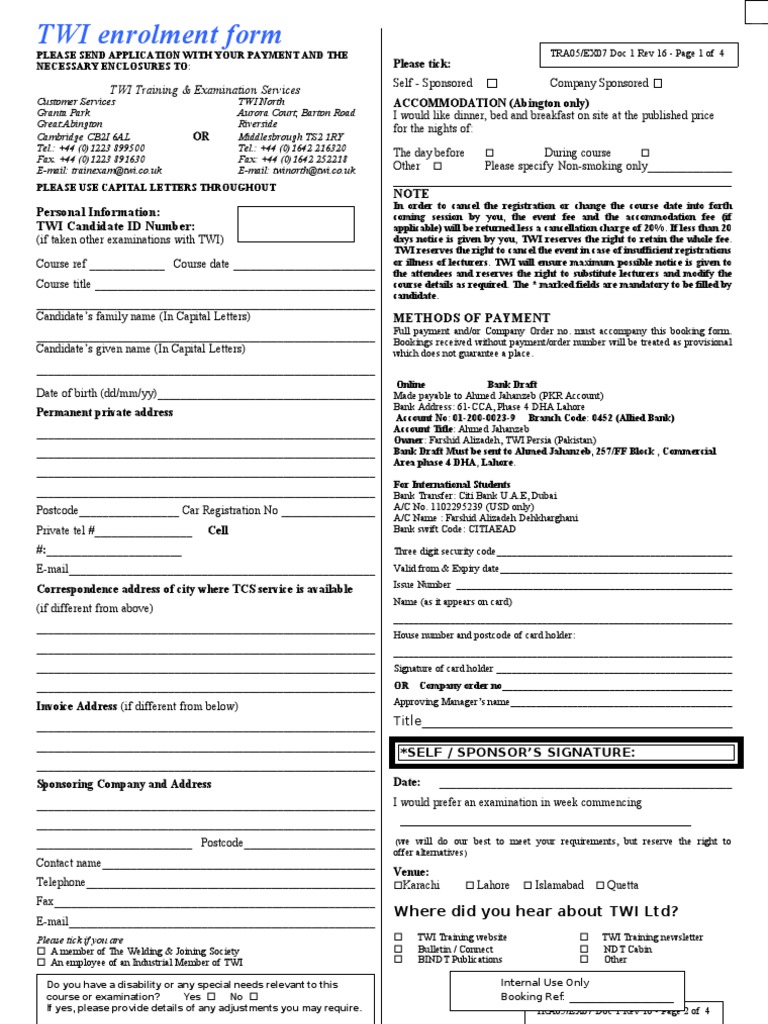 CSWIP Application Form | PDF | Authentication | Personally Identifiable ...