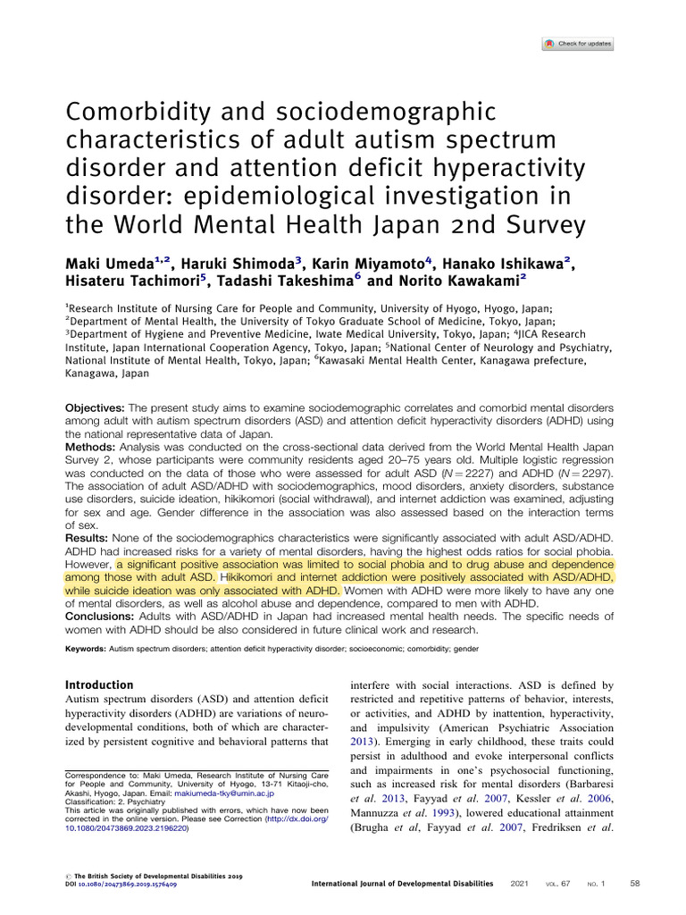 Comorbity and Sociodemographic Characteridtics | PDF | Attention Deficit Hyperactivity Disorder ...