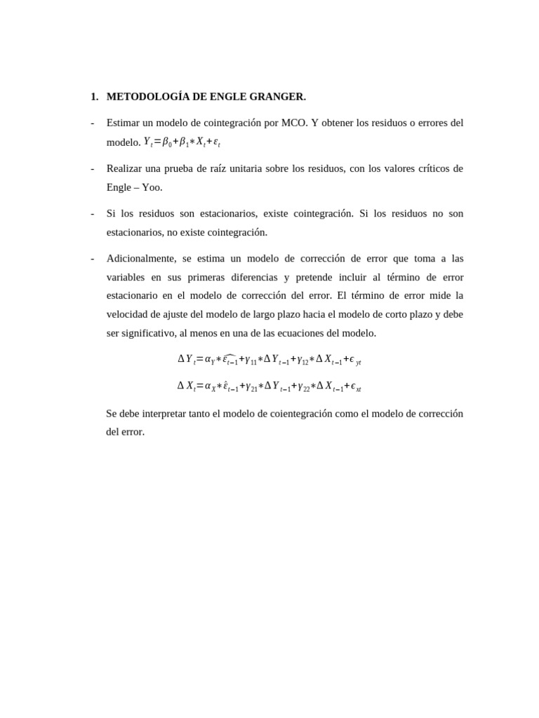 Metodología de Engle Granger | PDF | Métodos y materiales de enseñanza