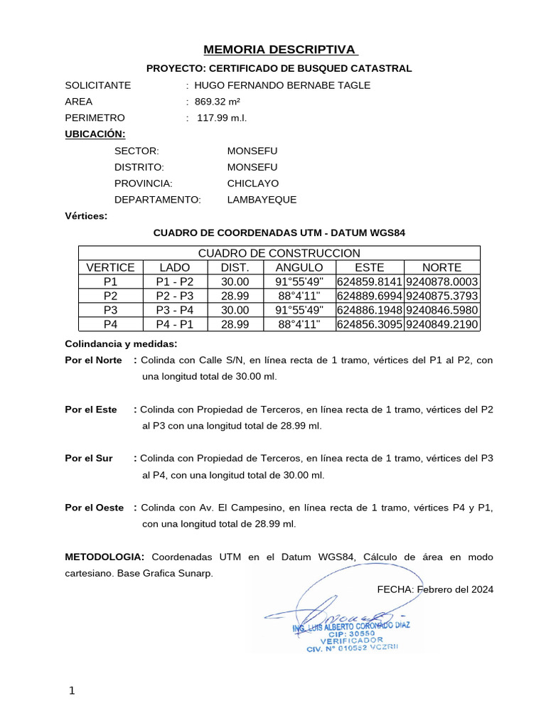 M.D Hugo Fernando Bernabe Tagle - Busqueda Catastral | PDF
