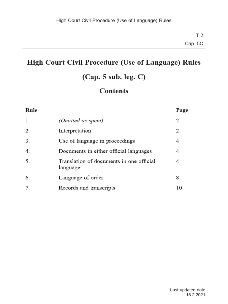 Cap 5C High Court Use of Lang | PDF | Judge | Common Law