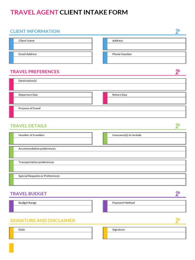 Travel Agent Client Intake Form | PDF