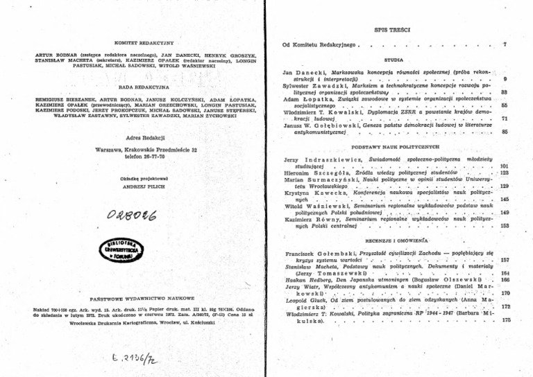 Spis 1972 NR 1 | PDF