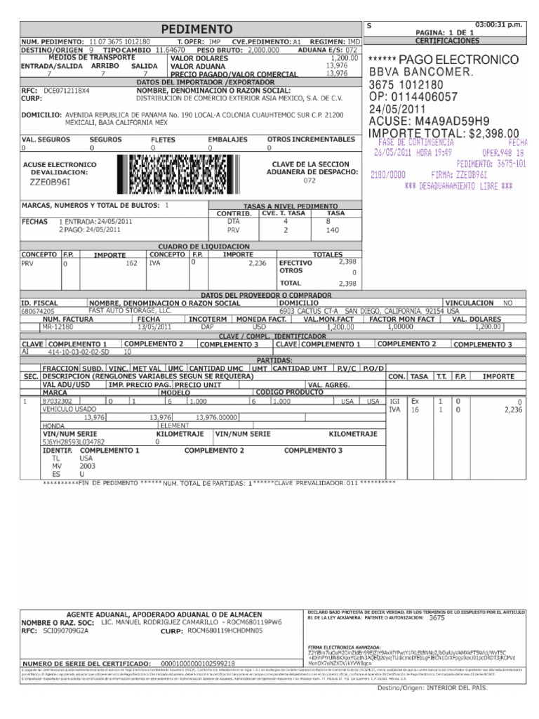 Pedi Honda Element | PDF