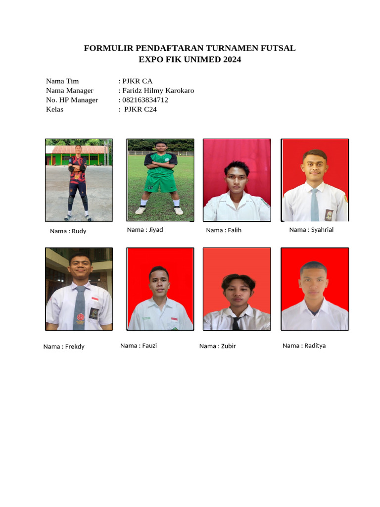 Formulir Pendaftaran Turnamen Futsal | PDF