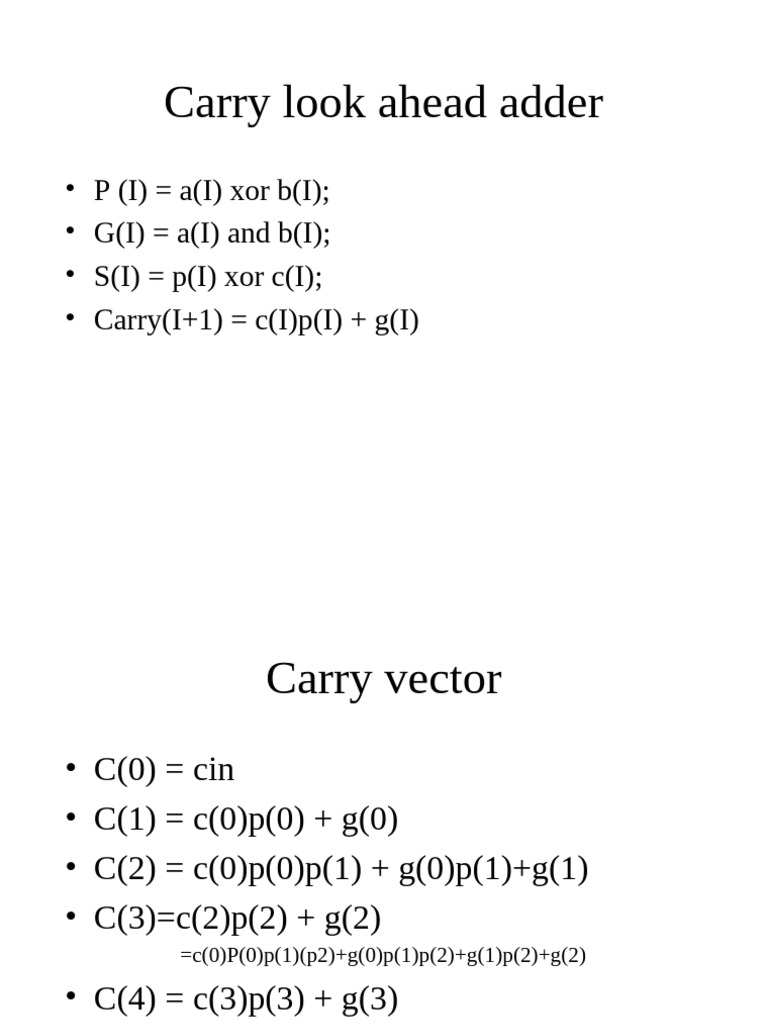 Carry Look Ahead Adder Overview | PDF | Digital Electronics | Computer ...