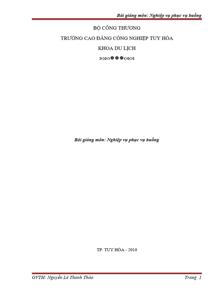 Nghiep Vu Phuc Vu Buong | PDF